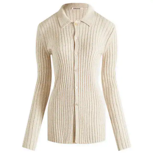 Zip Cardigan Auralee Flat Yarn Rib Knit Cardigan Women's Zip